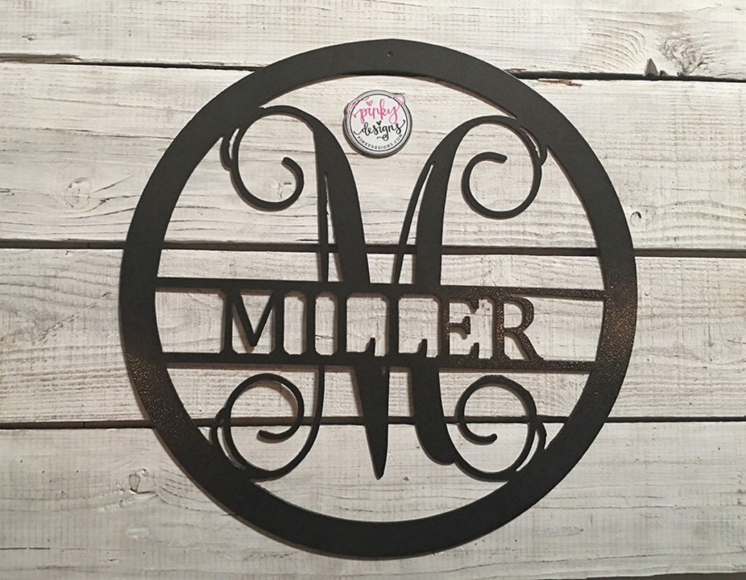 Last Name Metal Monogram Split Metal Letter Monogram Initial Vine ...