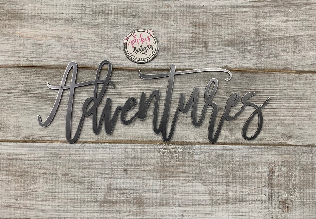 Adventures Metal Word Sign, Travel Decor, RV Decor, Map Decor ...
