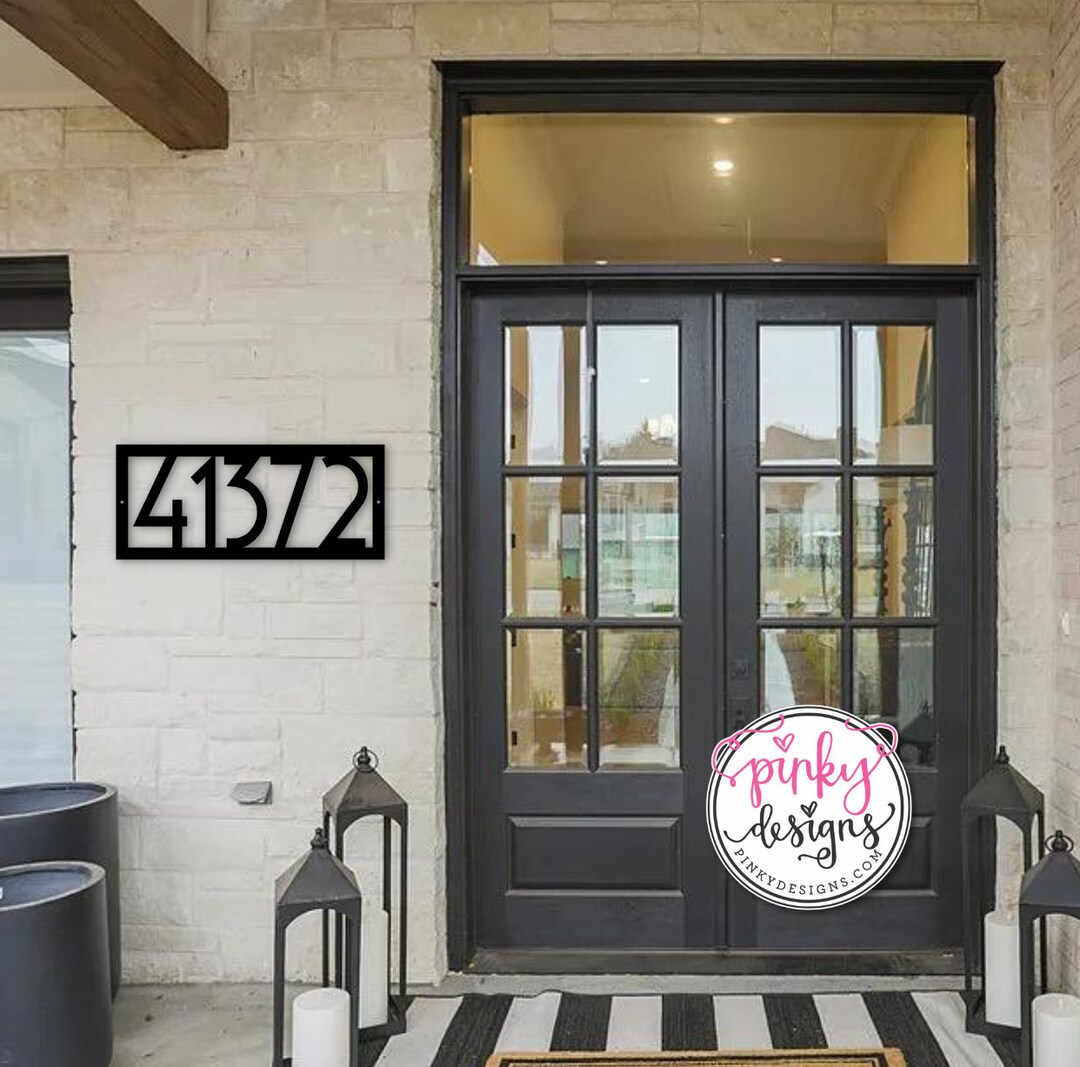 Mid Century Metal House Number Sign Modern Address Sign Custom Metal ...