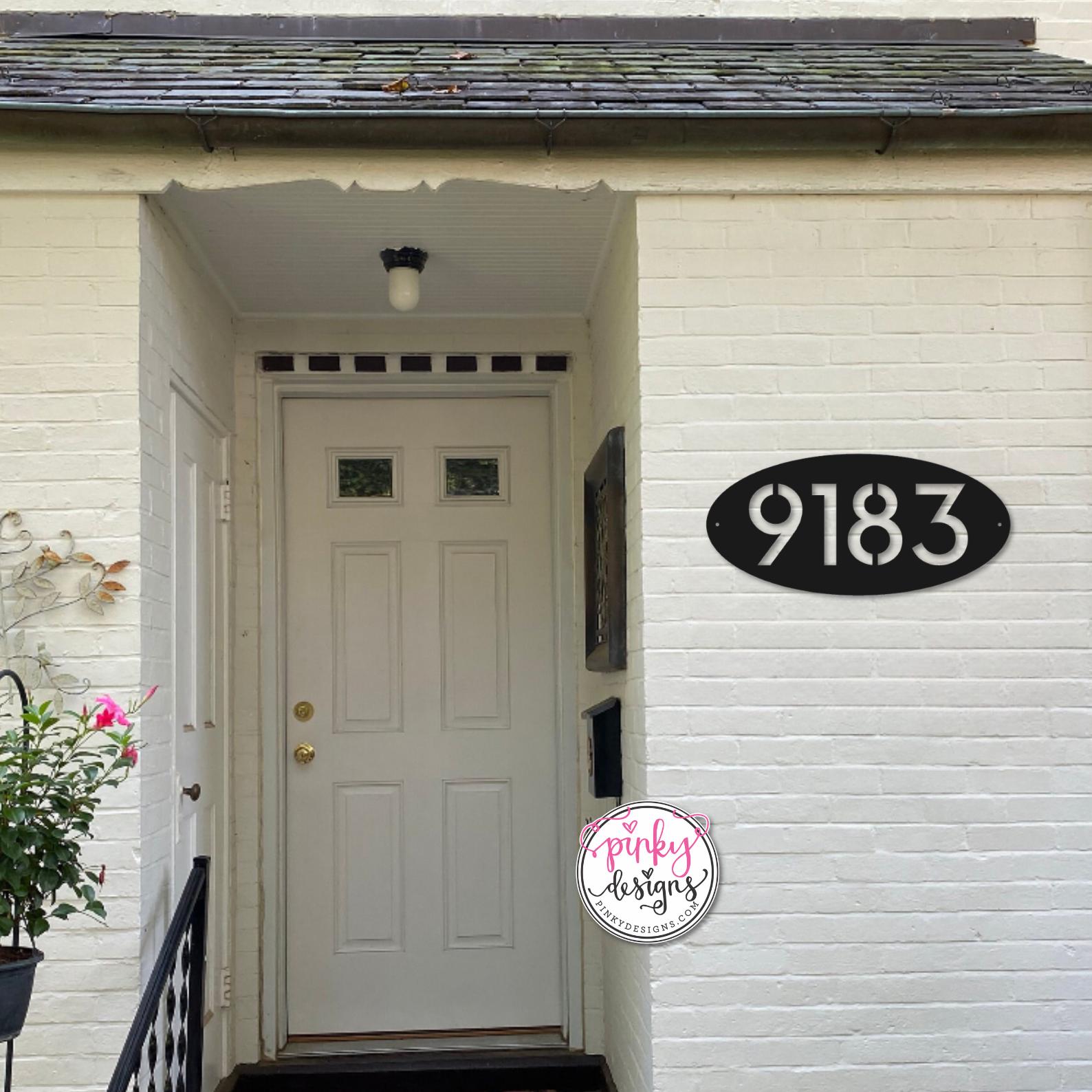 Modern Metal House Number Sign | Oval Metal Address Sign | Modern Bold ...