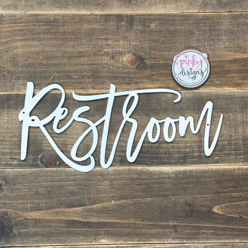 Restroom Metal Word Sign. - Etsy