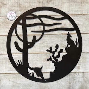 Coyote Southwestern Desert Scene | Southwest Metal Wall Art | Outdoor ...
