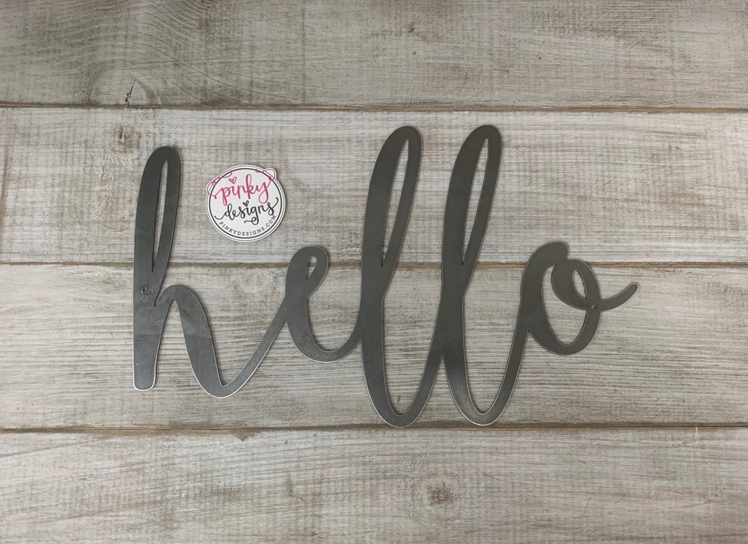Hello Metal Word Sign, Porch Decor, Wreath Decor, Front Door Decor ...