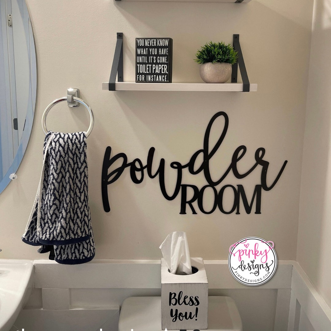 Powder Room Metal Word Sign | Wash Room Decor | Bathroom Decor. - Etsy