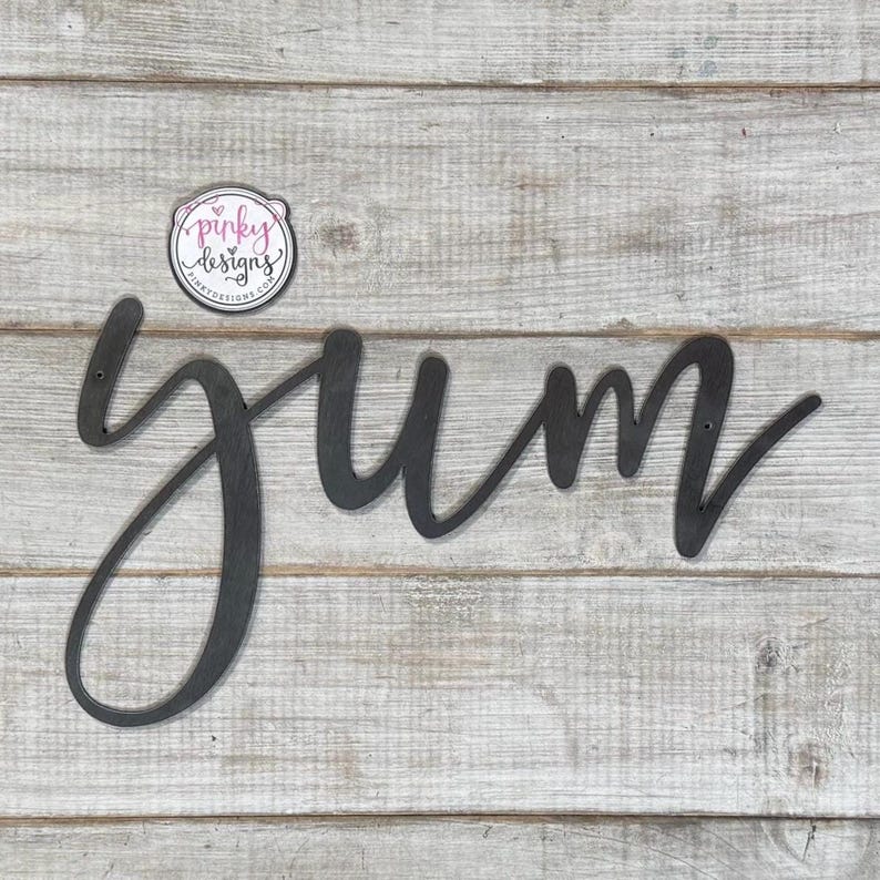Yum Metal Word Sign, Food Sign, Pantry Sign, Kitchen Decor, Pantry ...