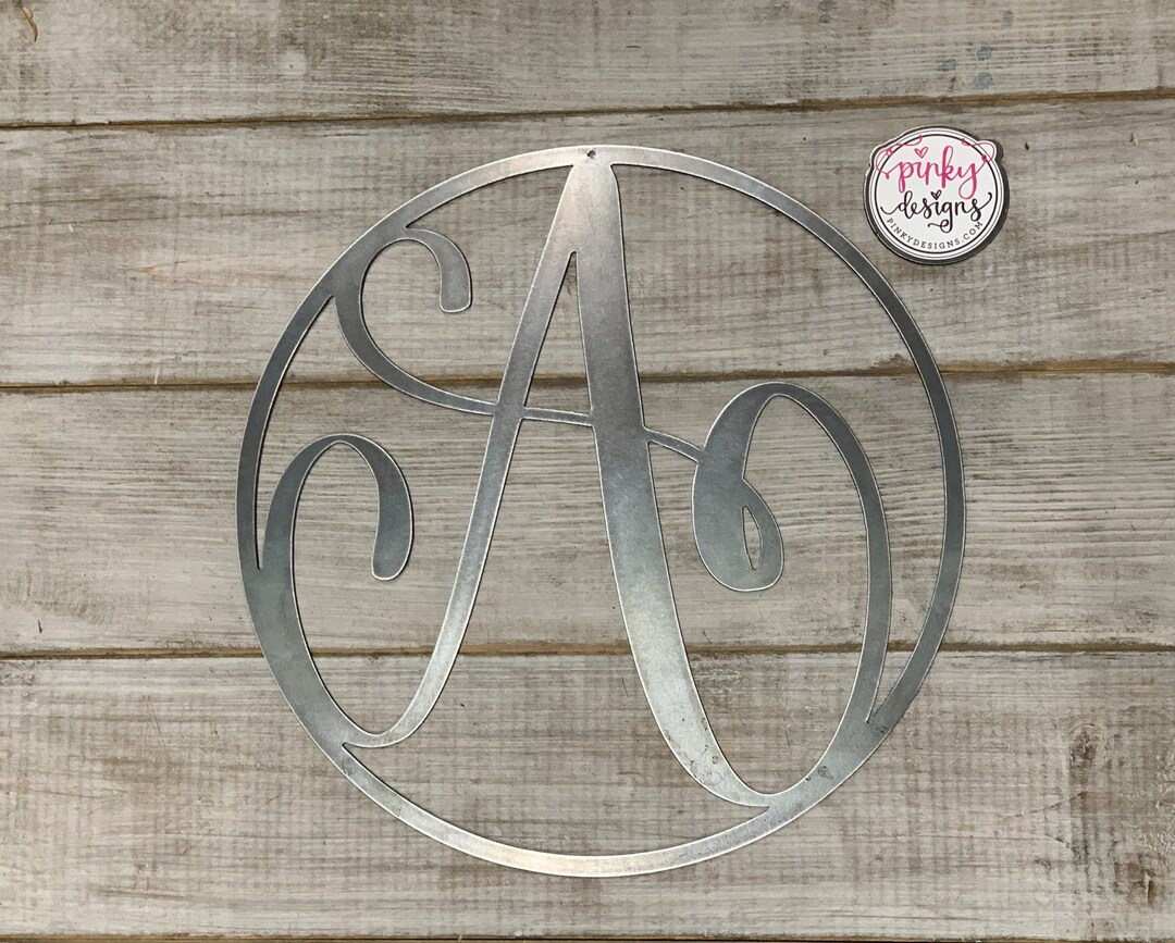 Metal Monogram Swirl Circle Letter Monogram Initial Monogram Sign ...