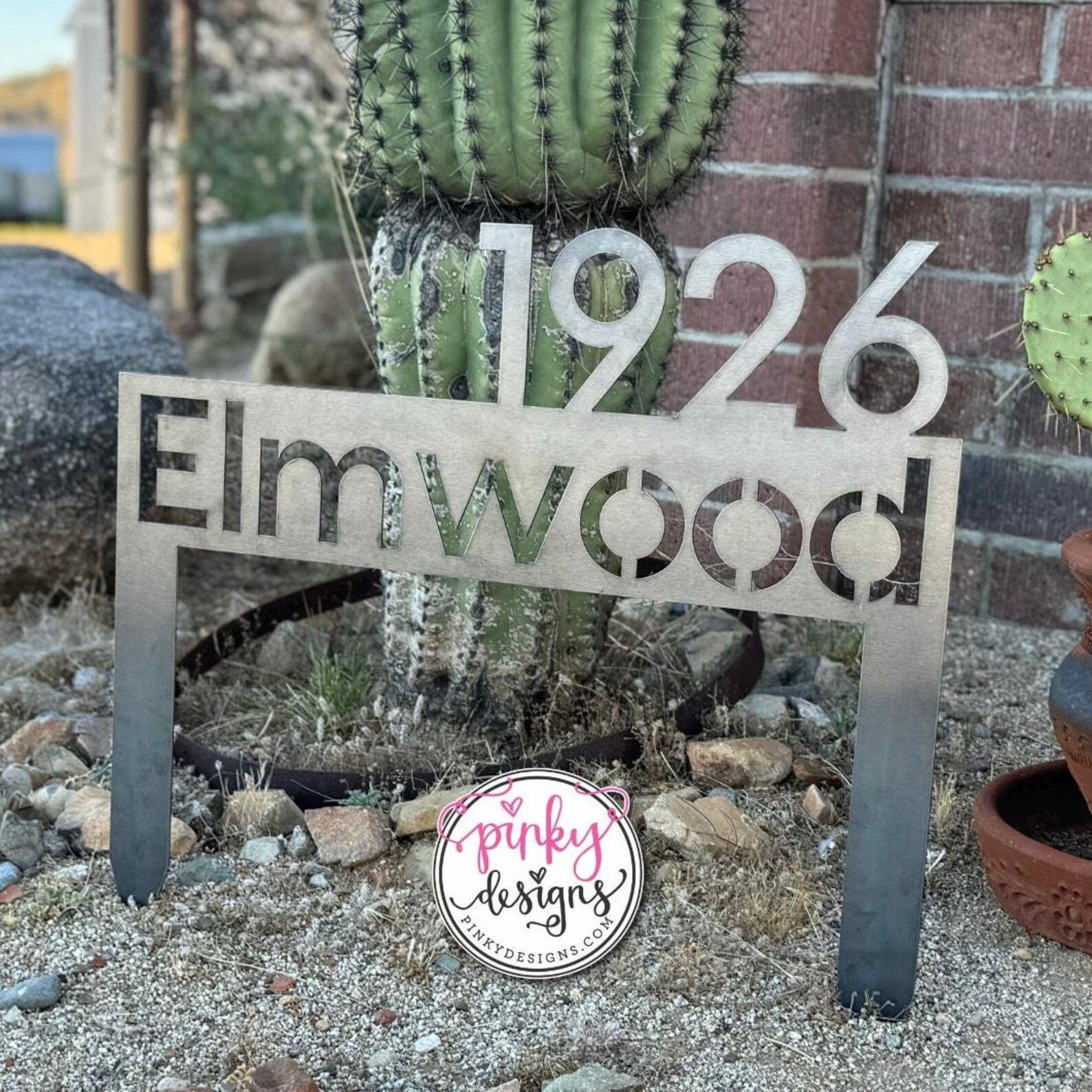 Modern Metal House Number Yard Sign | Modern House Numbers With Street ...