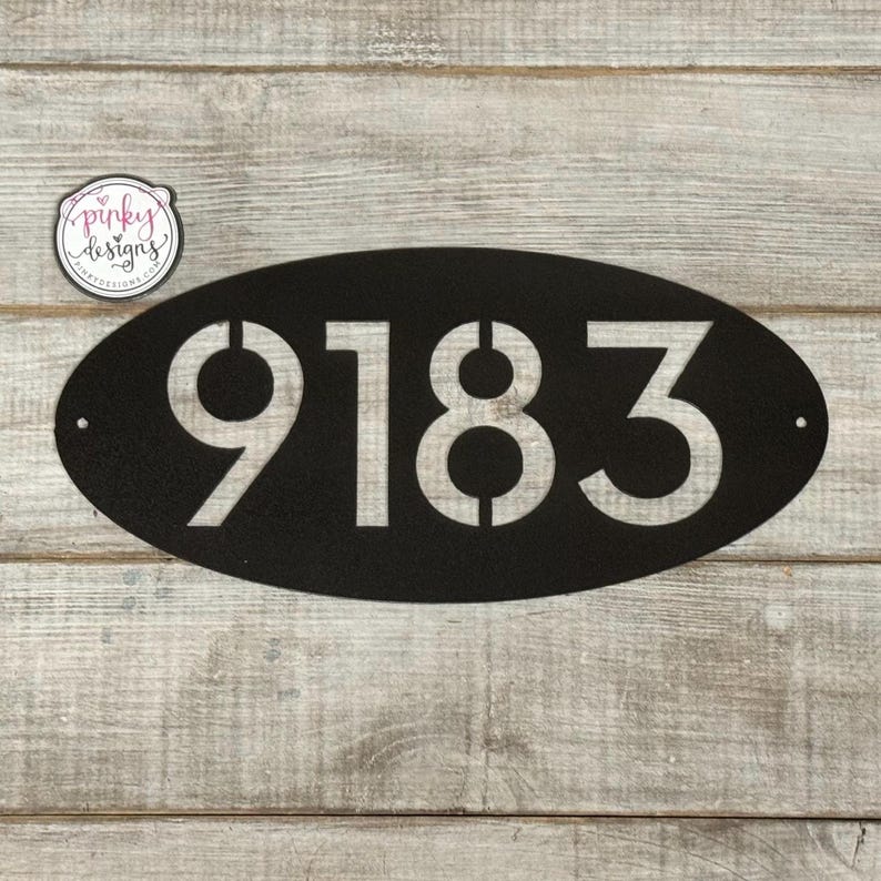 Modern Metal House Number Sign | Oval Metal Address Sign | Modern Bold ...