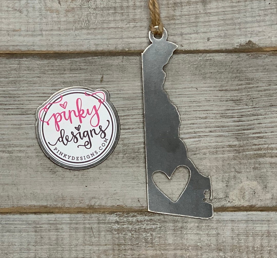 Delaware State Metal Ornament, Christmas Ornament, Stocking Tag ...
