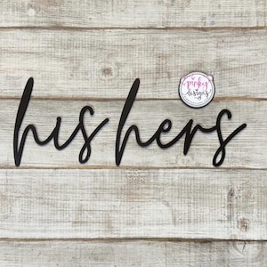 His and Hers Metal Word Signs | Master Bathroom Decor | Towel Hook ...