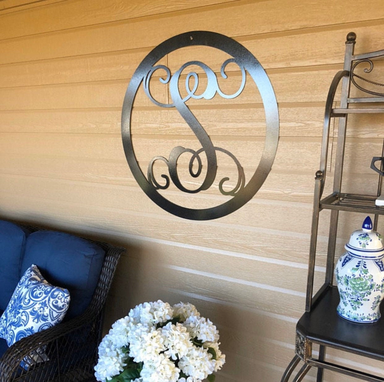 Metal Monogram Metal Monogram Door Hanger Last Name | Etsy