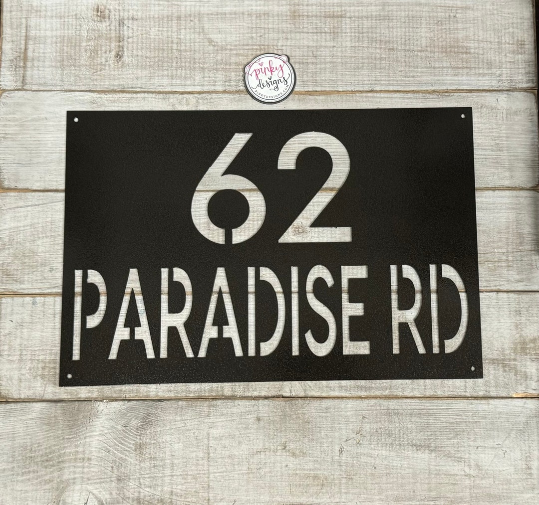 Modern Metal House Number Sign, Address Sign With Street Name, Address ...