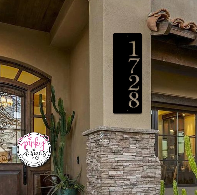 Vertical Metal House Number Sign | Custom Address Plaque | Metal ...