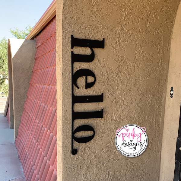 Hello Vertical Metal Sign - Etsy