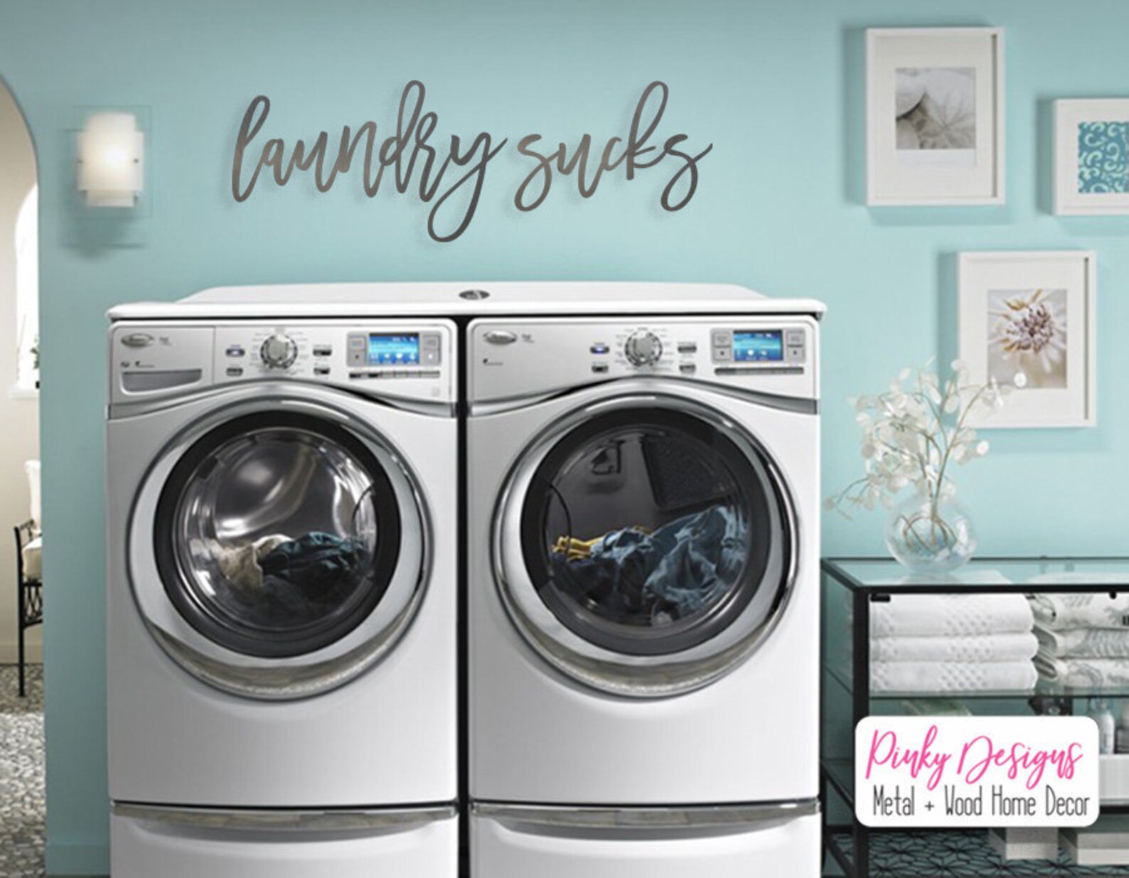 Laundry Sucks Metal Words Laundry Room Decor Laundry Etsy