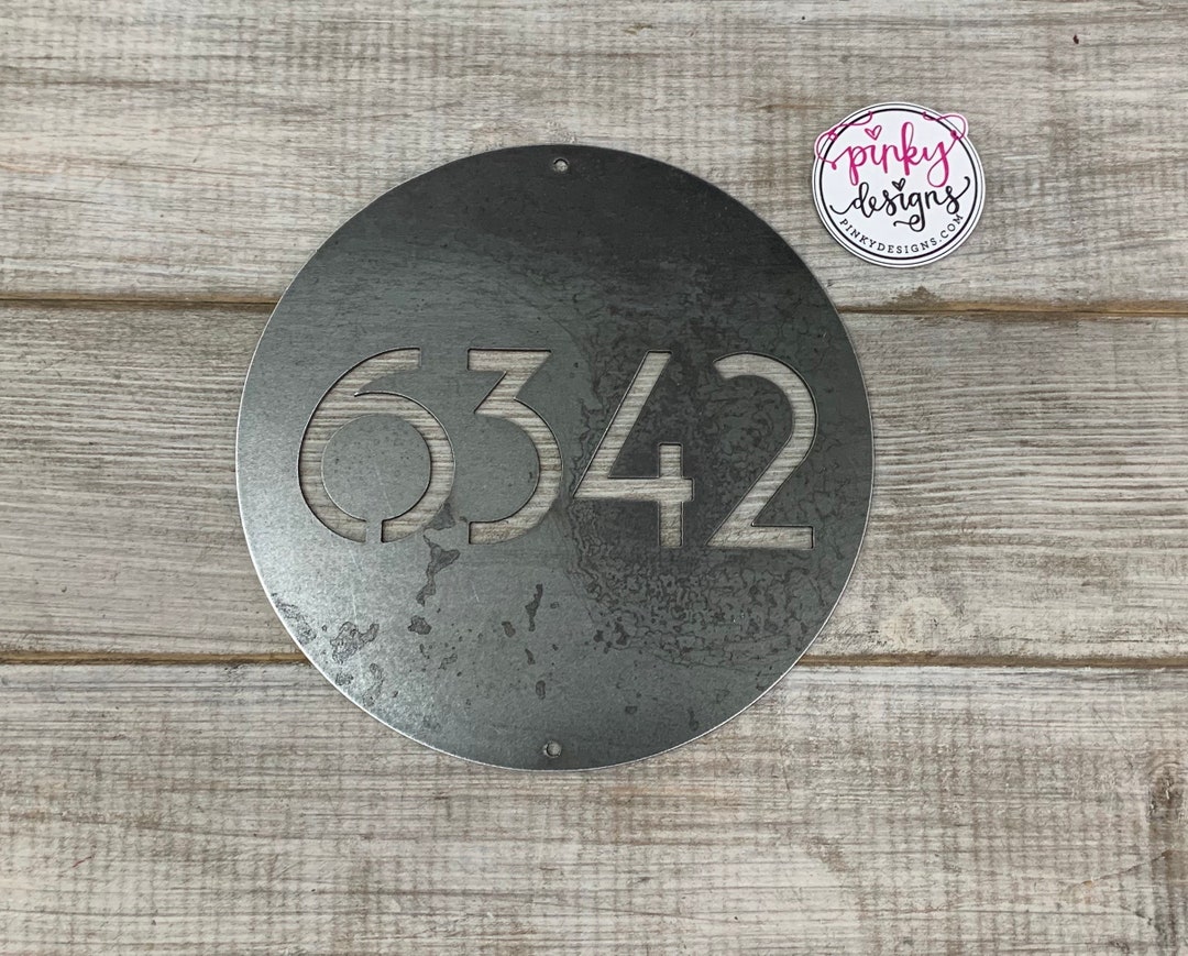 Mid Century Round Metal Address Sign - Address Number Sign - Modern ...