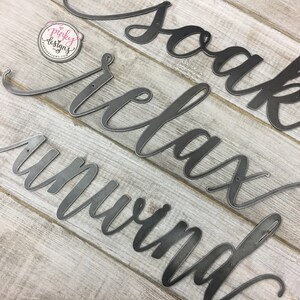 Soak, Relax, Unwind Metal Words | Set of 3 | Spa Decor | Salon Decor ...
