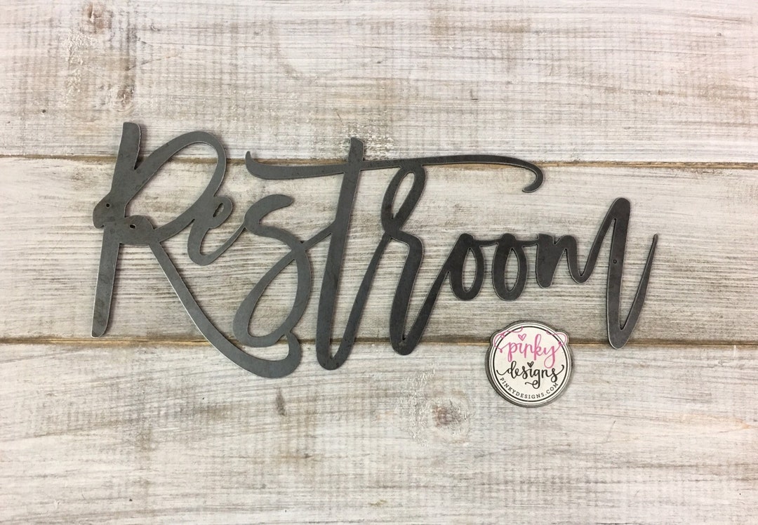 Restroom Metal Word Metal Restroom Sign Bathroom Wall Decor Bathroom ...