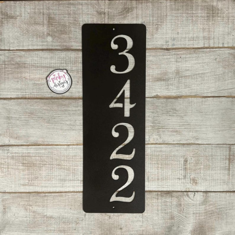 Vertical Metal House Number Sign | Custom Address Plaque | Metal ...
