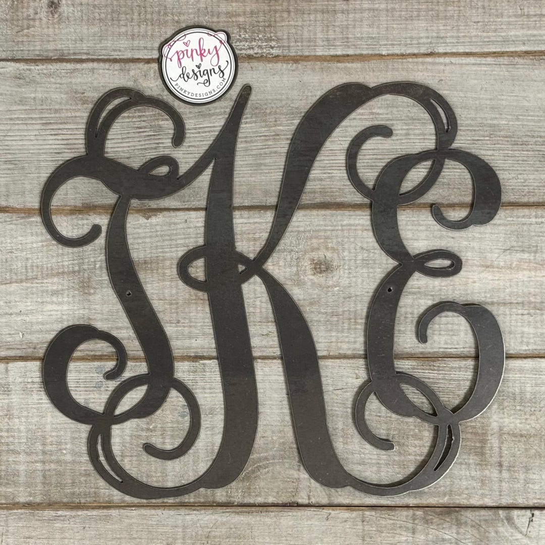 Metal Vine Monogram | Metal Monogram Sign | Metal Monogram Wreath ...