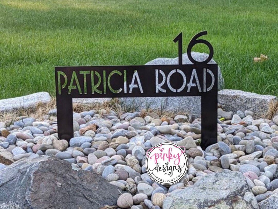 Mid Century Metal House Number Sign With Stakes | Modern House Numbers ...