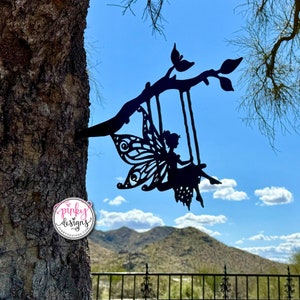 Fairy Metal Tree Stake, Fairy Yard Sign, Fairy Garden Decor, Patio and ...