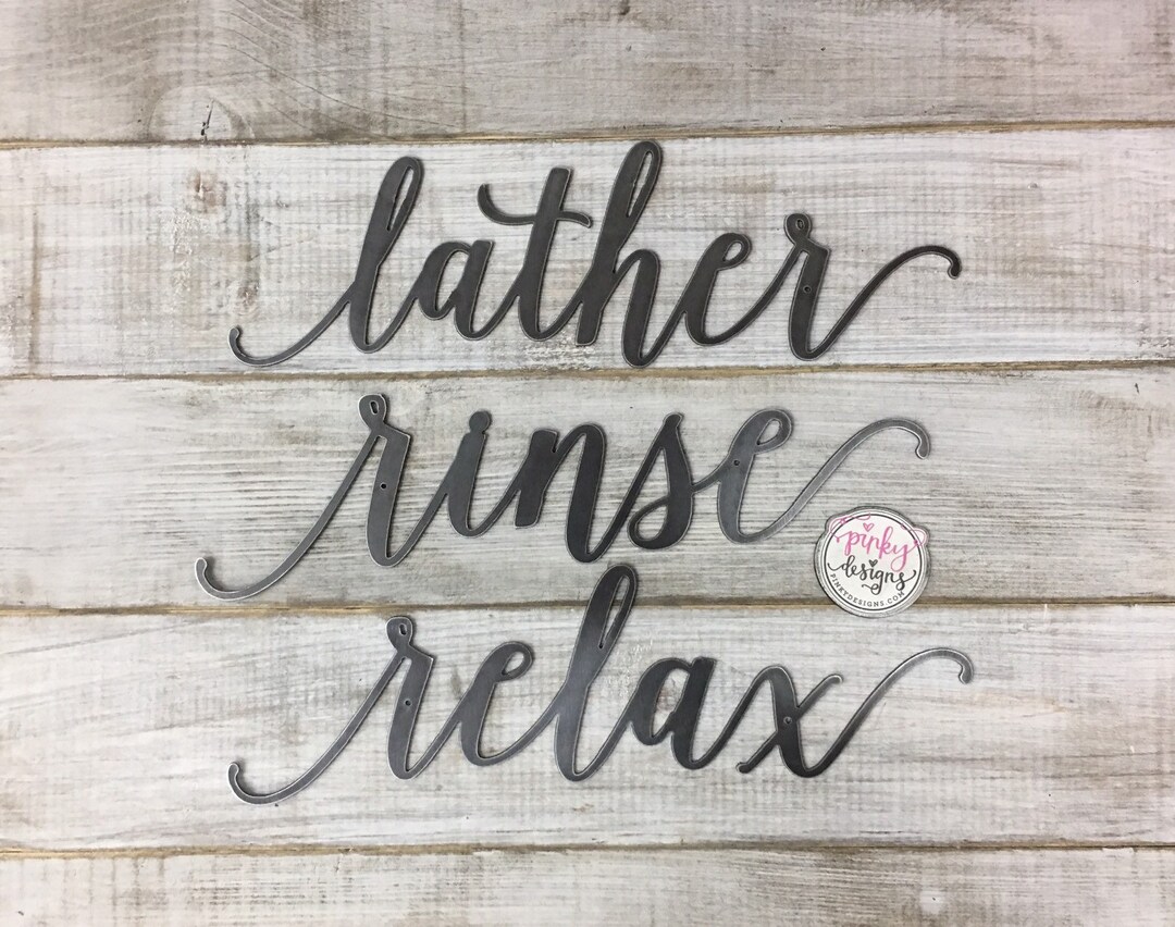 Lather, Rinse, Relax Metal Words | Set of 3 | Bathroom Decor | Lather ...