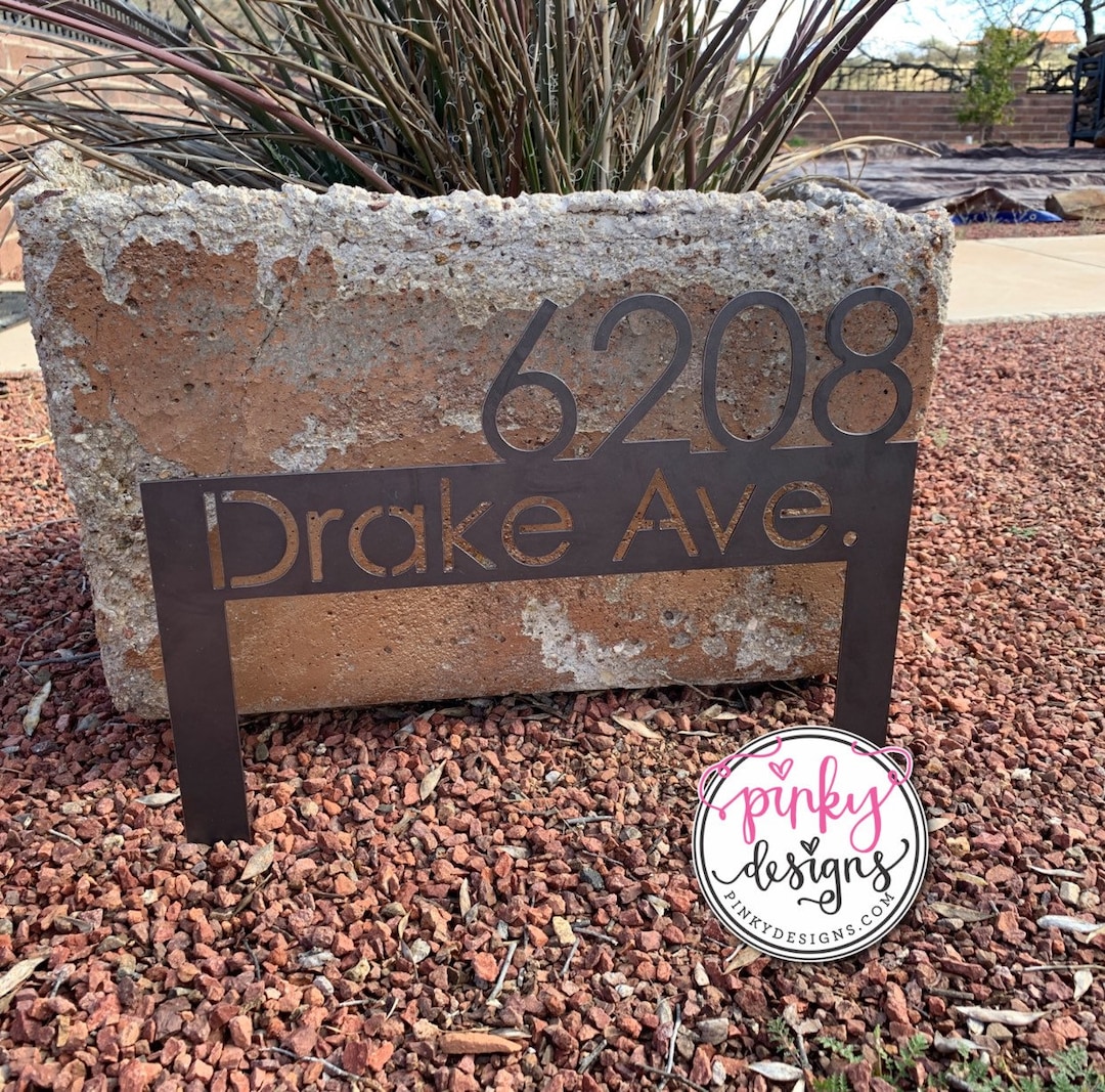 Modern House Number Yard Sign | Metal House Numbers With Street Name ...