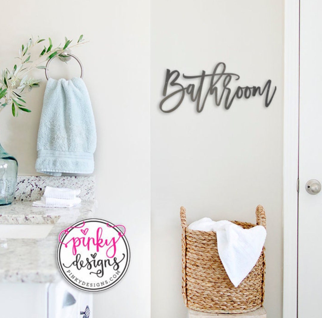 Bathroom Metal Word Sign, Powder Room Sign, Bath Metal Sign, Restroom ...