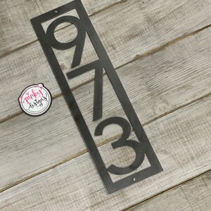 Modern Vertical Metal House Number Sign Vertical Framed House Numbers ...