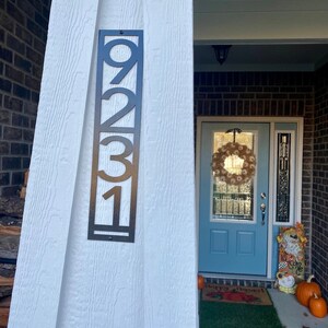 Modern Vertical Metal House Number Sign Vertical Framed House Numbers ...