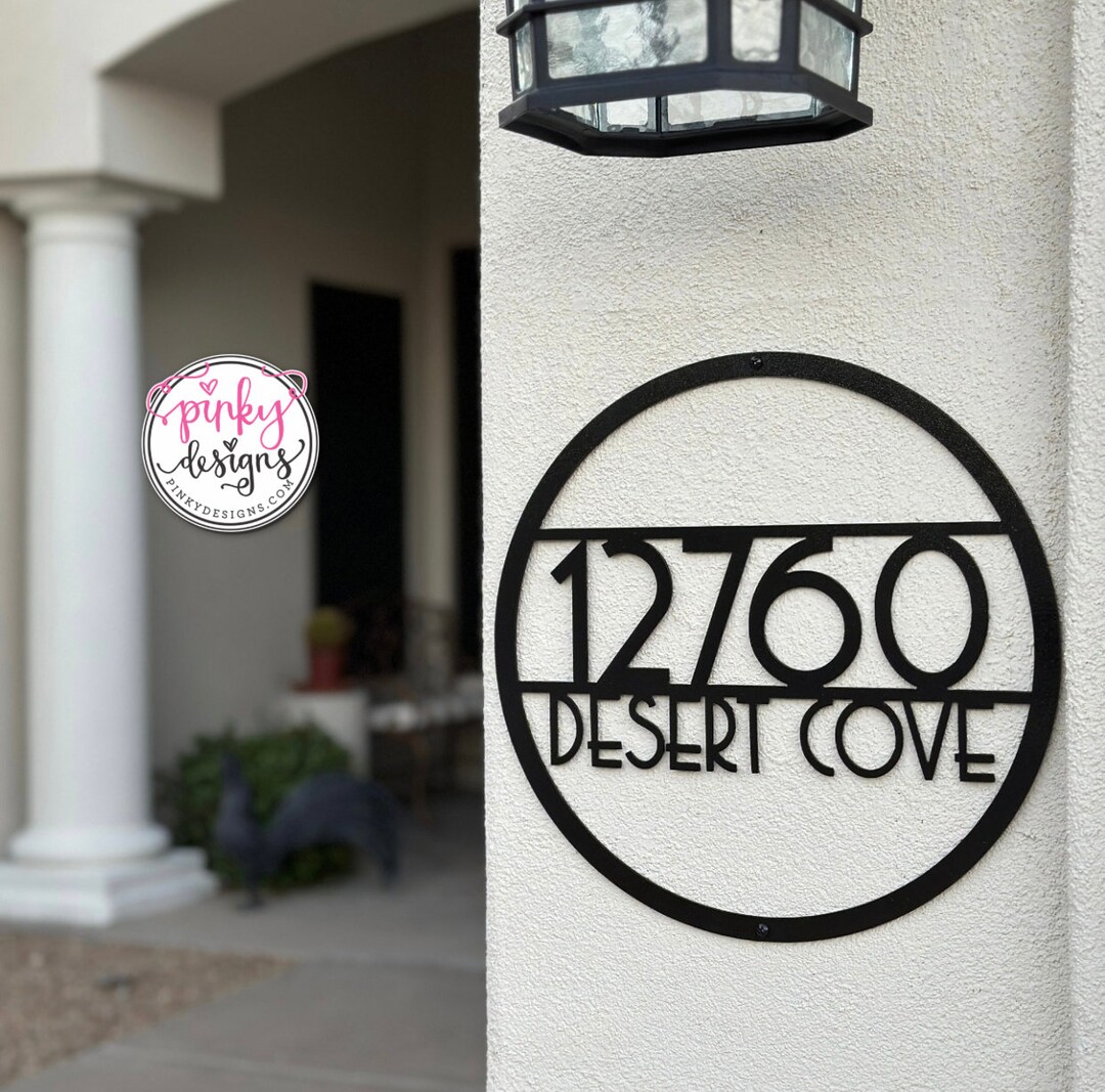 Mid Century Metal House Number Sign | Round House Numbers With Street ...