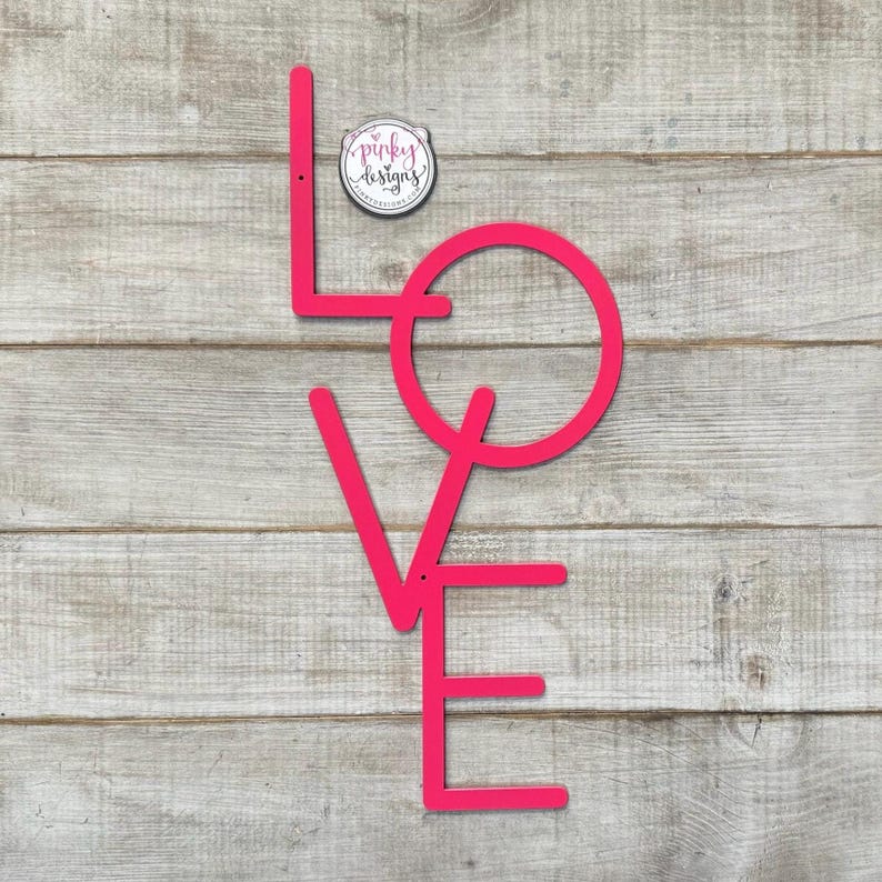 Vertical Love Sign | Metal Wall Art | Valentine's Decor | Wedding or ...