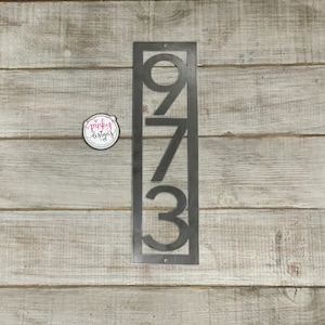 Modern Vertical Metal House Number Sign Vertical Framed House Numbers ...