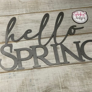 Hello Spring Metal Word Sign | Front Door Decor. - Etsy