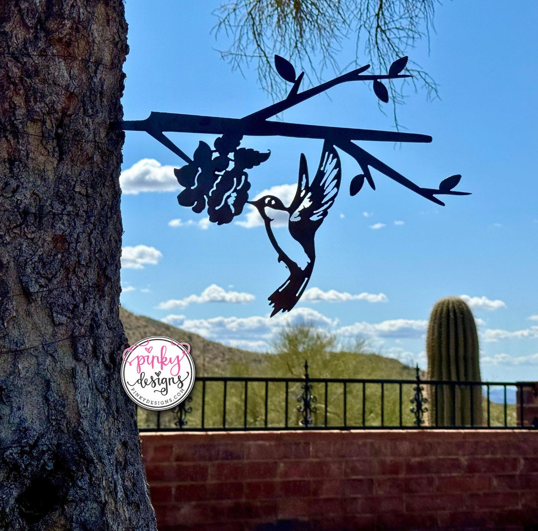 Hummingbird Metal Tree Stake | Bird Lover Gift | Metal Garden Art ...
