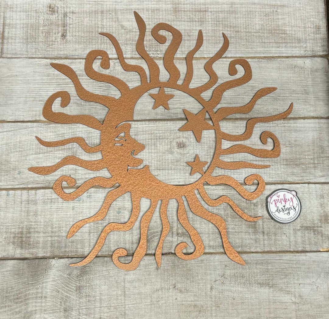 Wacky Sun, Moon and Stars Outdoor Metal Wall Decor Art, Patio and ...