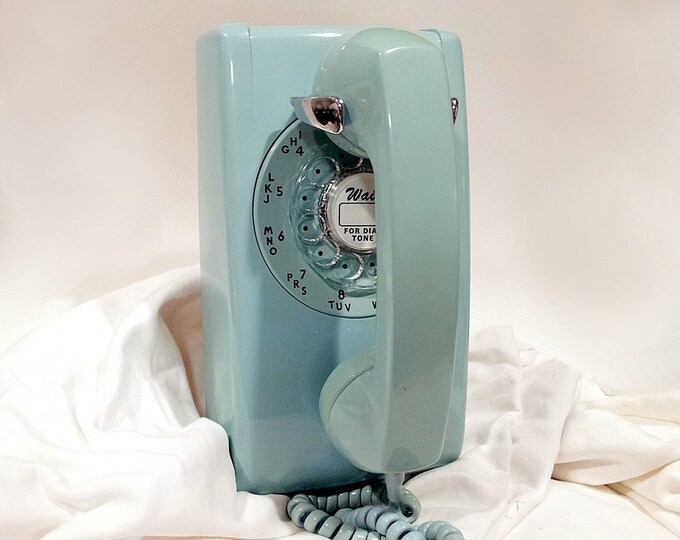 Blue Wall Phone Telephone Working Rotary Phone - Etsy