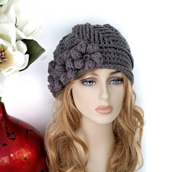 Crochet Hat Flower Etsy