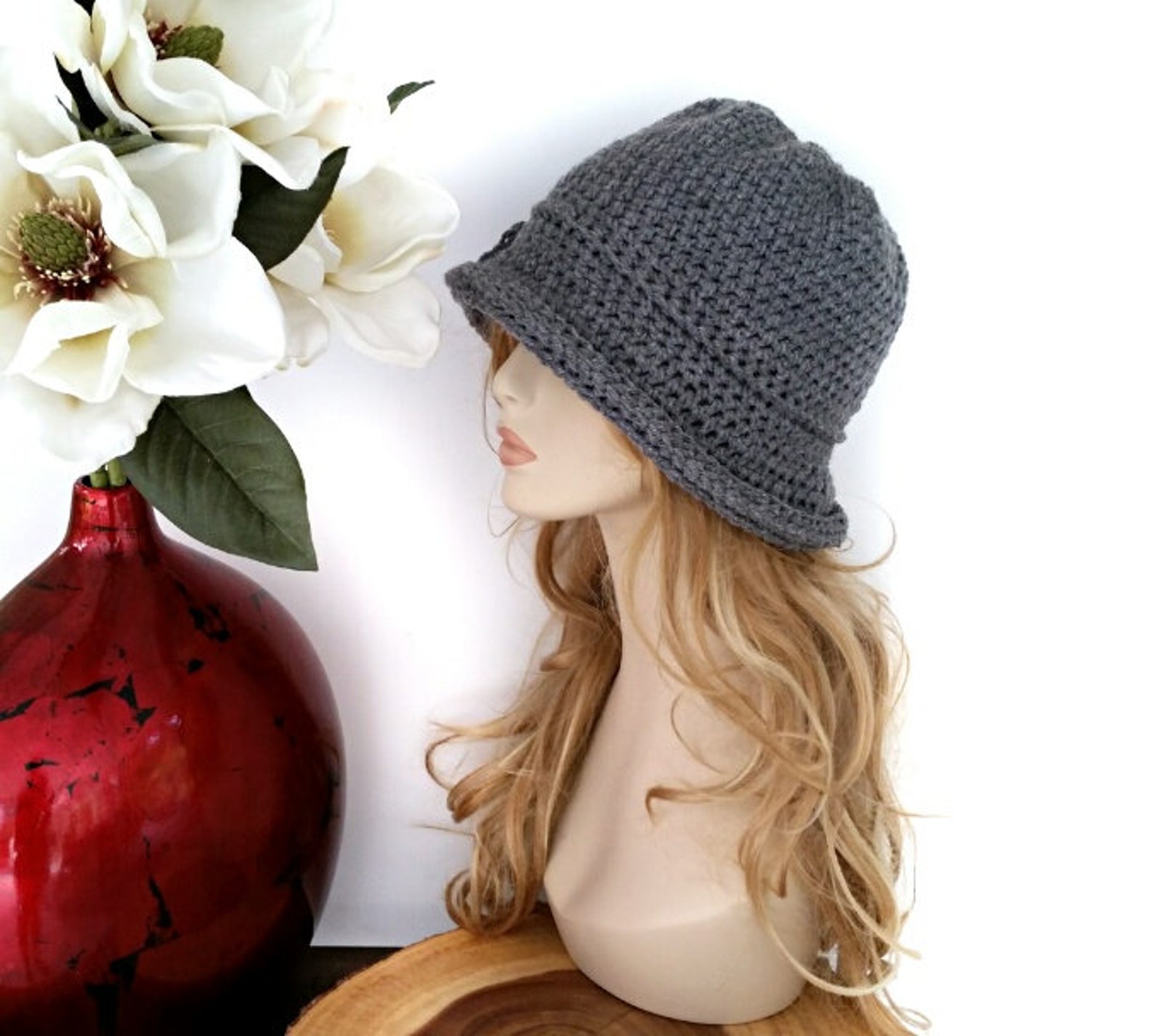 Winter Womens Hat Crochet Flapper Hat Hair Accessories Grey - Etsy