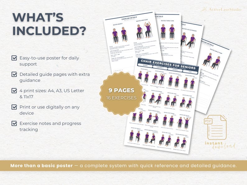 Chair Exercises for Seniors | Printable Workout Guide PDF | Seated ...