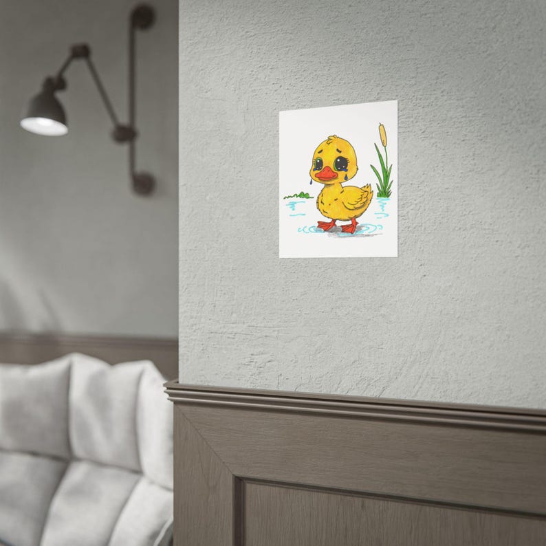Sad Duckling Art Print | Hand Drawn Animal Wall Decor, Lost Critter ...