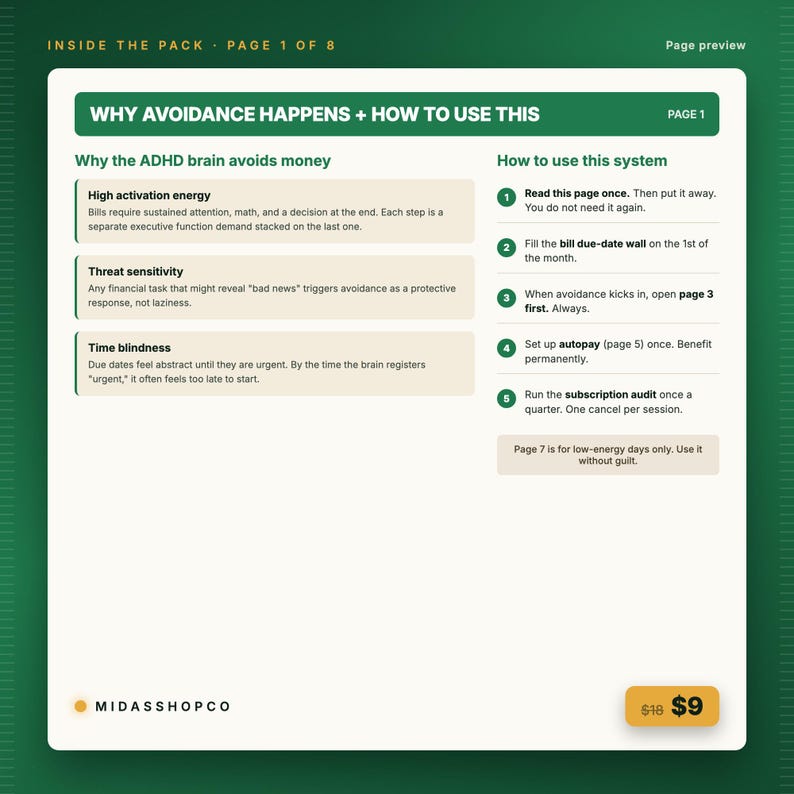 ADHD Money System · Bill Anti-avoidance Kit, Money Body-double ...