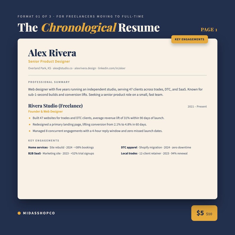 Freelancer Resume Template and Cover Letter · 3 Formats Career ...