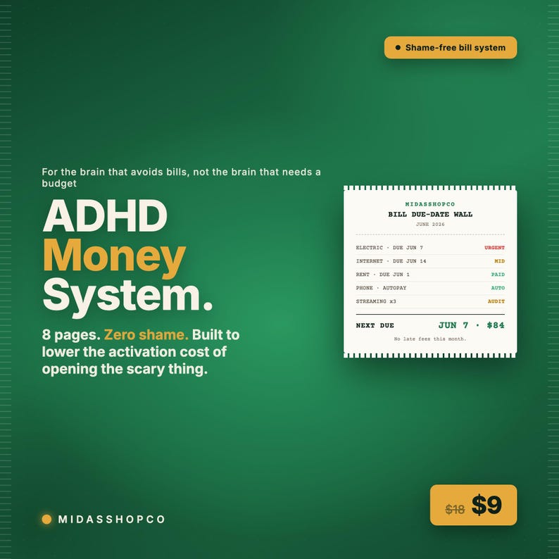 ADHD Money System · Bill Anti-avoidance Kit, Money Body-double ...