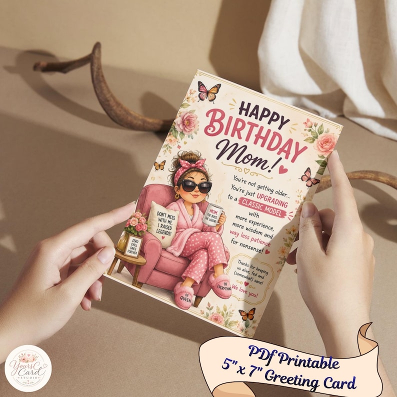 Funny Mom Birthday Card | Vintage Printable Greeting Card (digital ...
