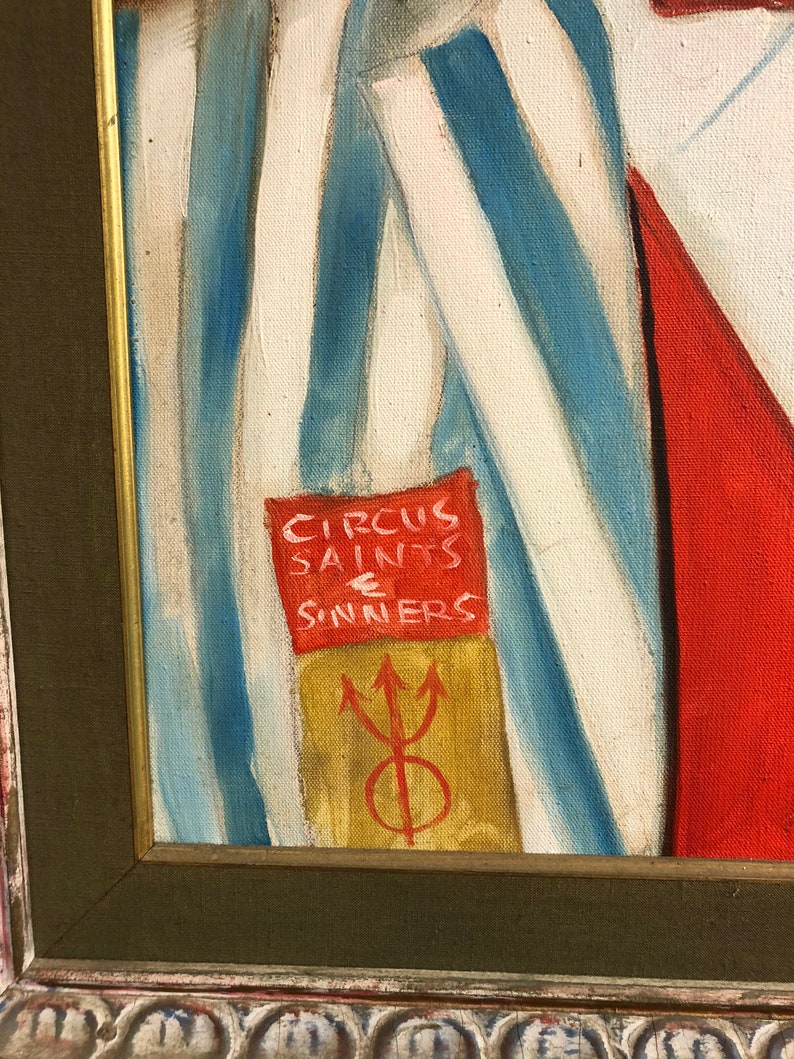 1968 Pete Boruta Original Signed Oil Painting Circus Saints & Sinners ...