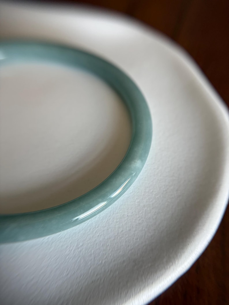 Natural Grade A Morandi Blue Green Jadeite Bangle | Minimalist Fei Cui ...