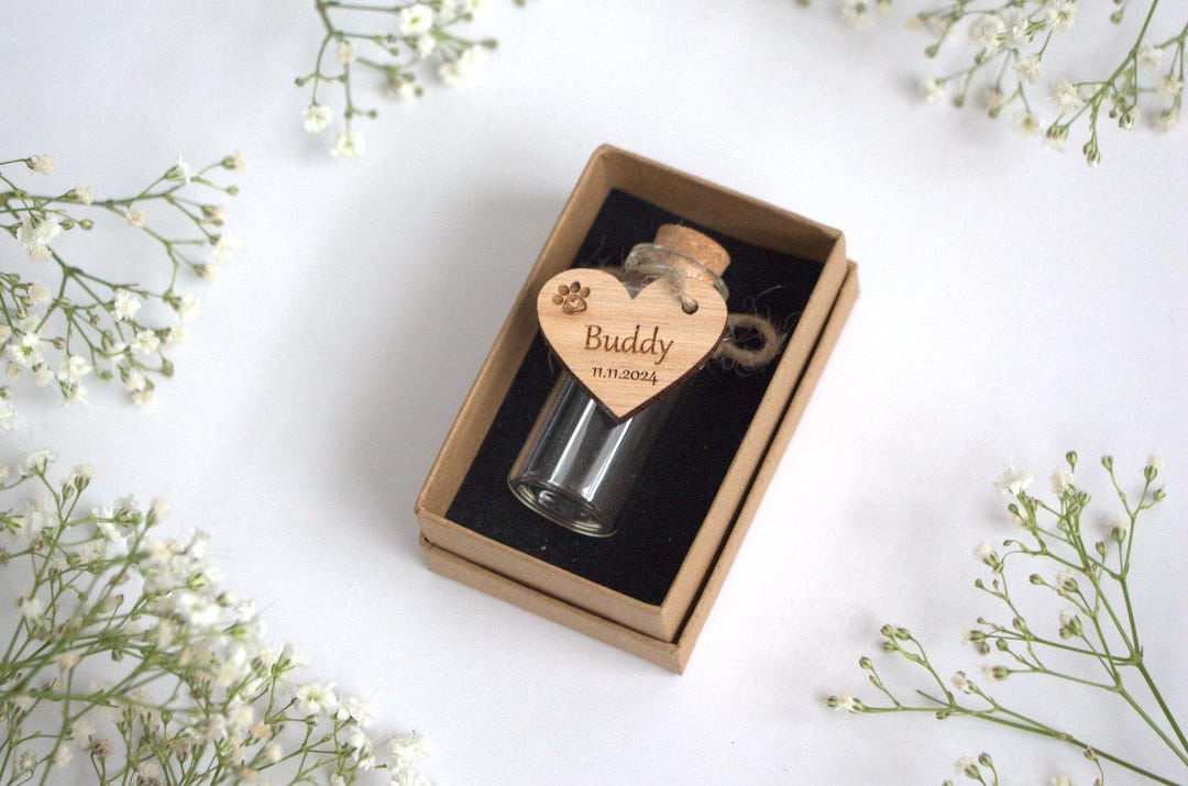 Personalized Keepsake Glass Jar, Bottle, per Fur Jar, Pet Memorial, Urn ...