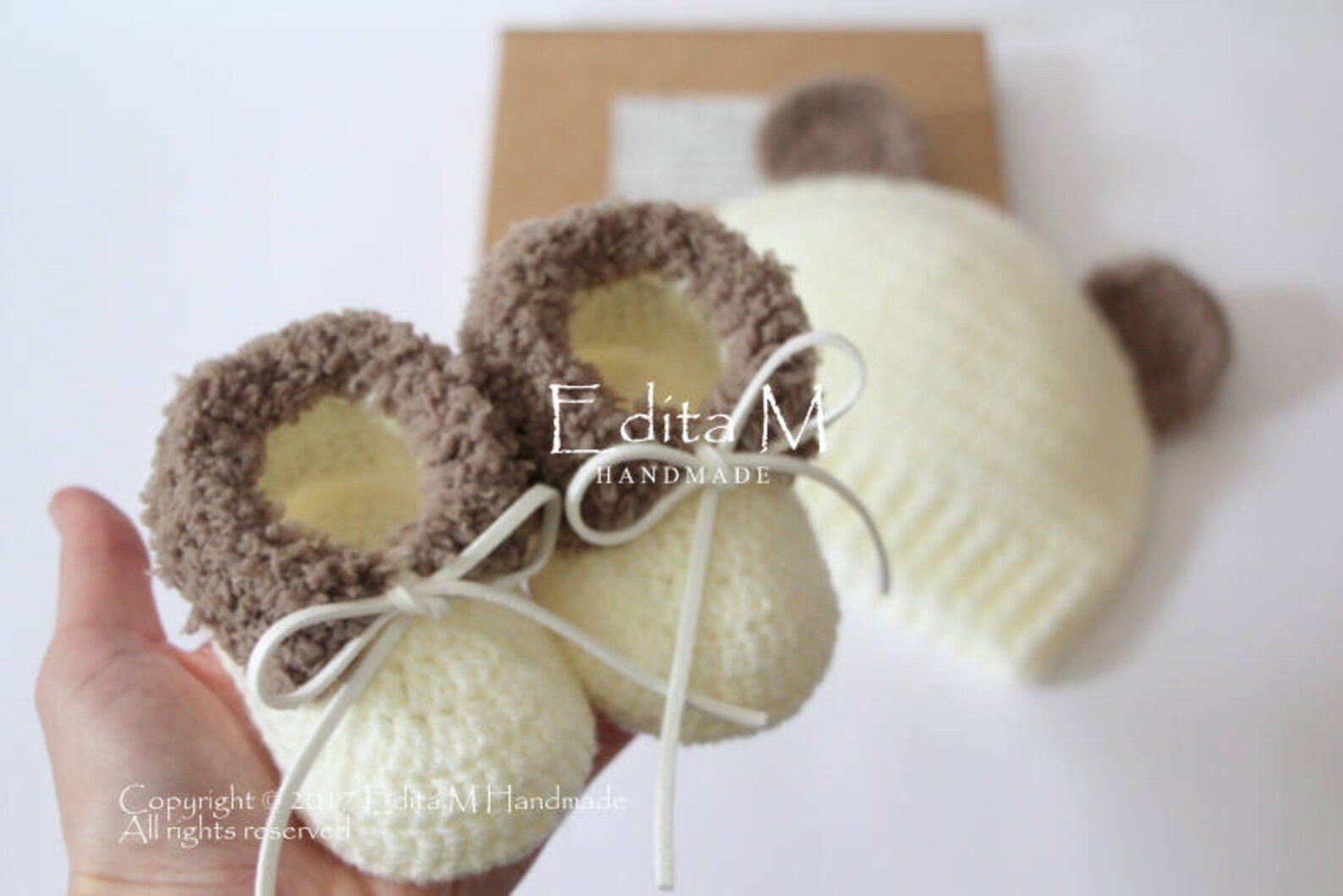 Unisex Baby Set, Crochet Baby Set, Booties, Bear Hat, Fur Shoes, Boots ...